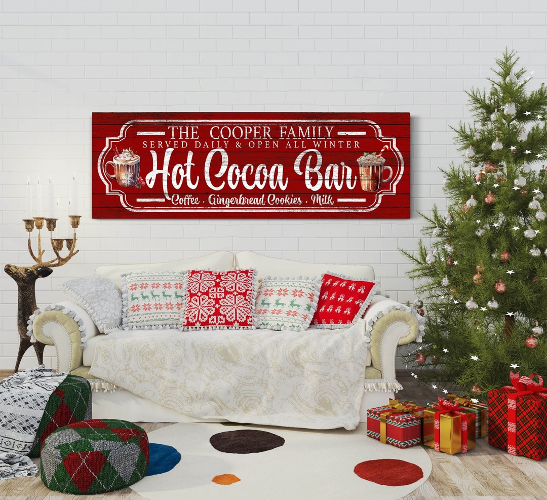 Personalized Christmas Hot Cocoa Sign, Christmas Coffee Bar Decor ...