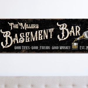 Personalized Basement Bar Sign Custom Family Name Underground Bar Sign ...
