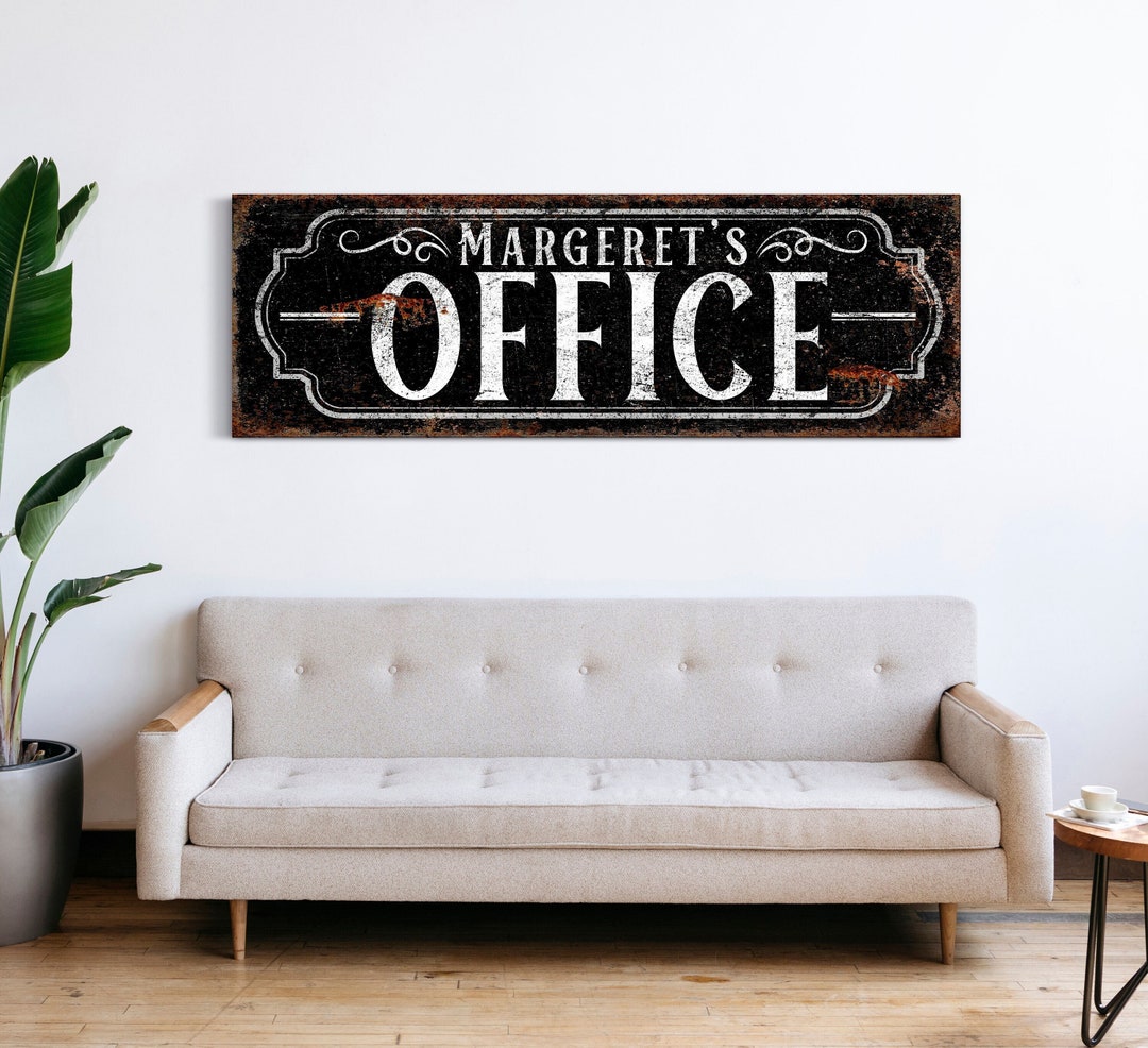 Custom Office Sign, Personalized Canvas Sign, Rustic Company Wall Art ...