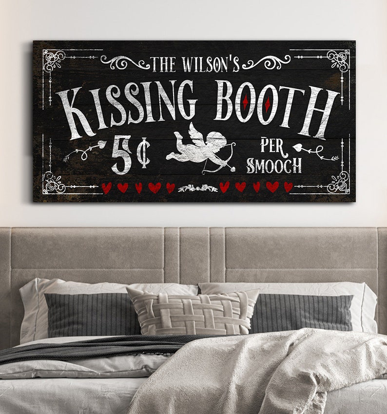 Custom Kissing Booth Sign, Personalized Valentine's Day Wall Art, Above ...