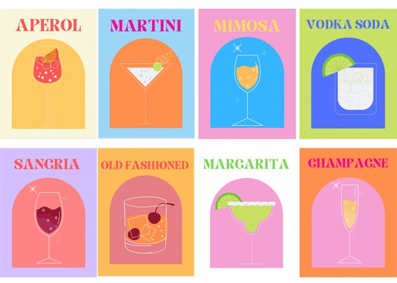 Preppy Cocktail Posters - Etsy