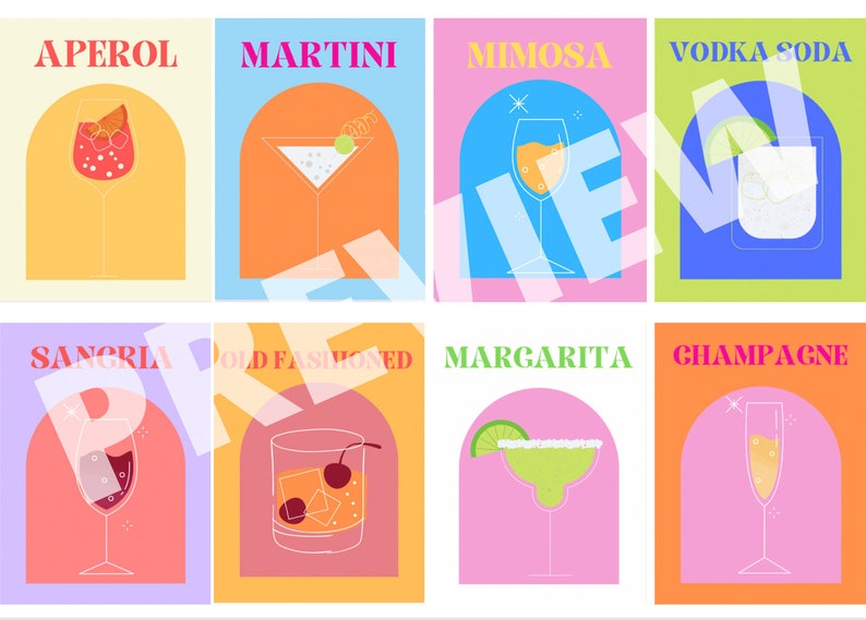 Preppy Cocktail Posters - Etsy