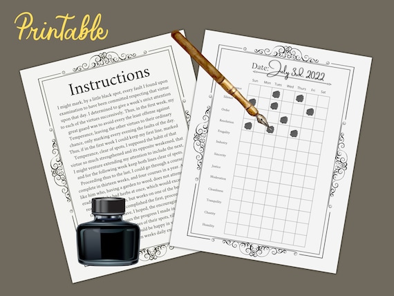 Printable Benjamin Franklin 13 Virtues My Little Book - Etsy