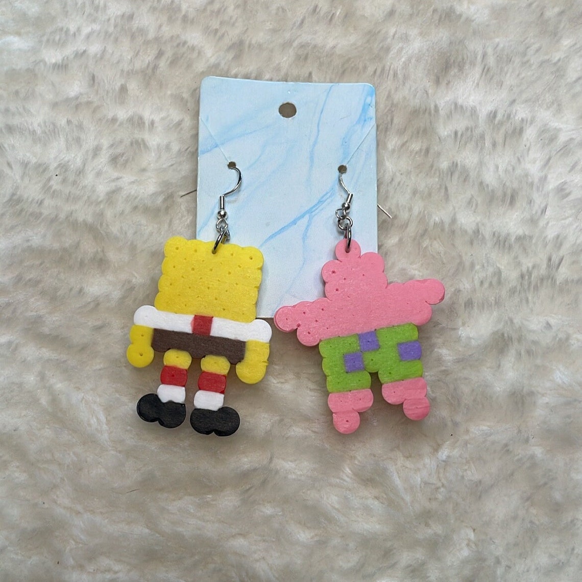 Spongebob & Patrick Perler Earrings - Etsy
