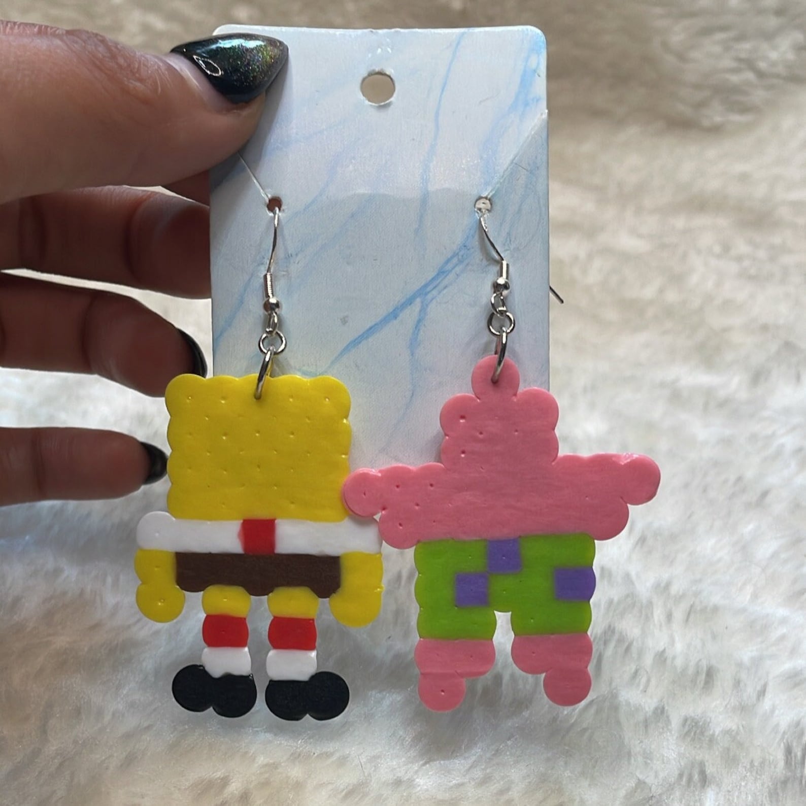 Spongebob & Patrick Perler Earrings - Etsy