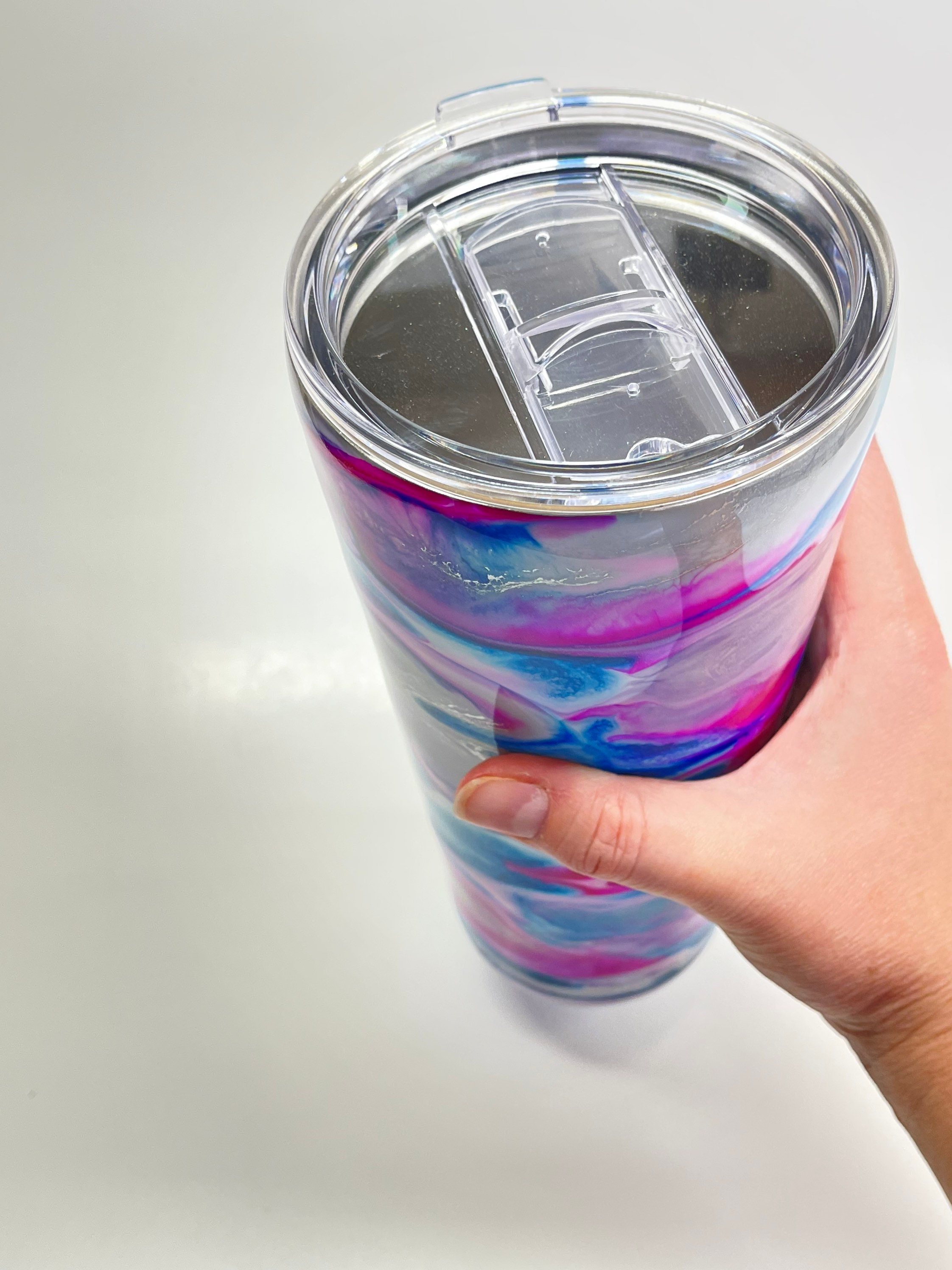 RTS GLOW Pink, Blue and Silver 32oz Taper Insulated Tumbler Stainless ...