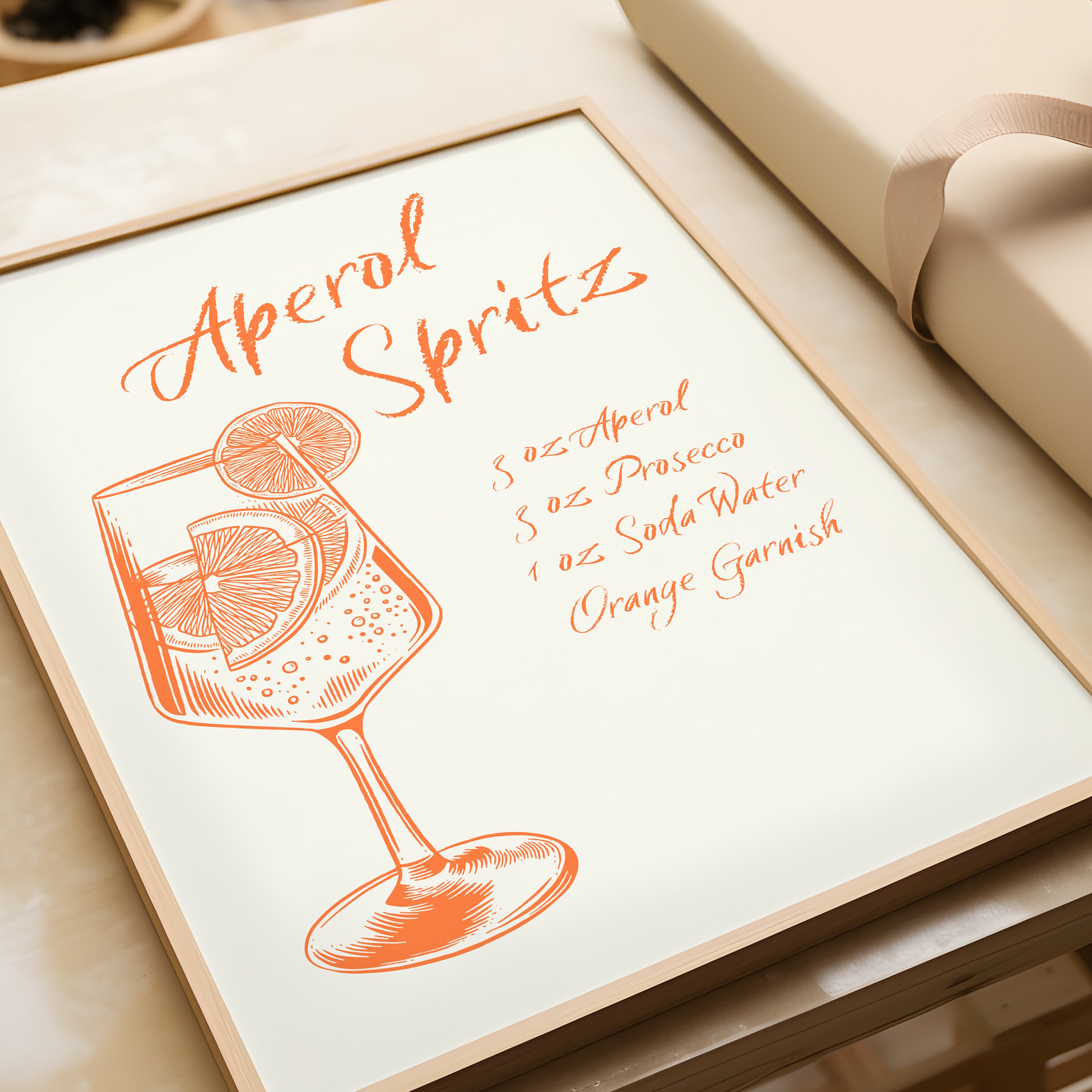 Aperol Spritz Cocktail Print / Digital Download Print / Bar Cart Wall ...