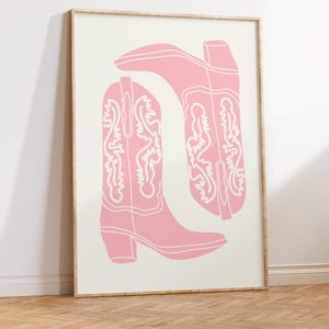 Pink Art Prints Set: Disco Ball, Cowboy Boots, Quote (digital Download ...