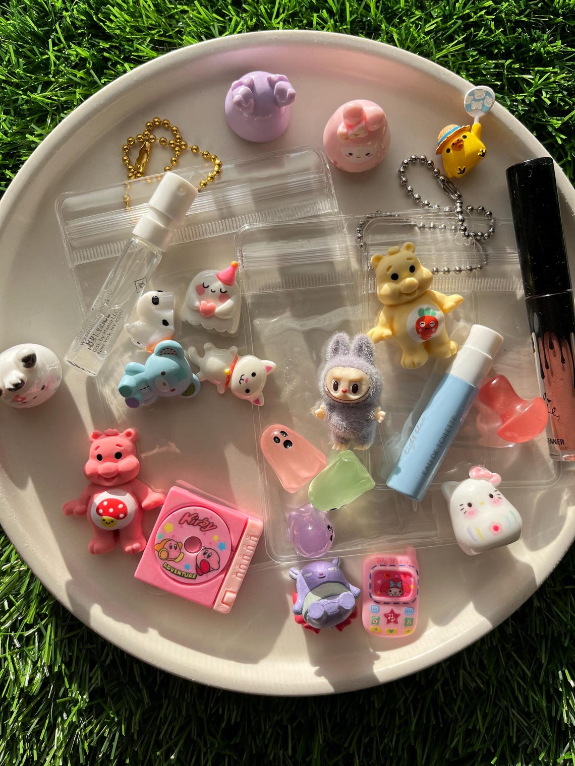 Handmade Trinket Pouch Charm Keychain , Accessory, DIY, Clear Pouch for ...