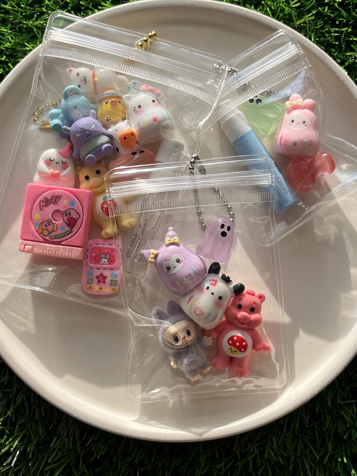 Handmade Trinket Pouch Charm Keychain , Accessory, DIY, Clear Pouch for ...