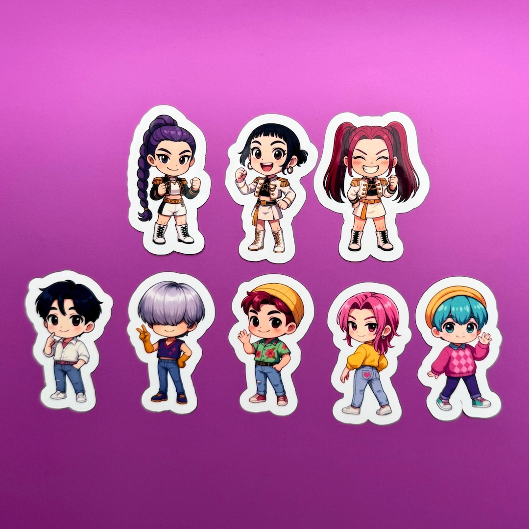 Kpop Demon Hunters Chibi Character Stickers | Cute Anime Style Vinyl ...