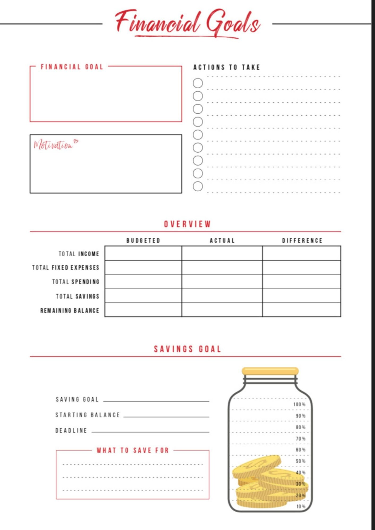 Financial Plan Worksheet - Etsy