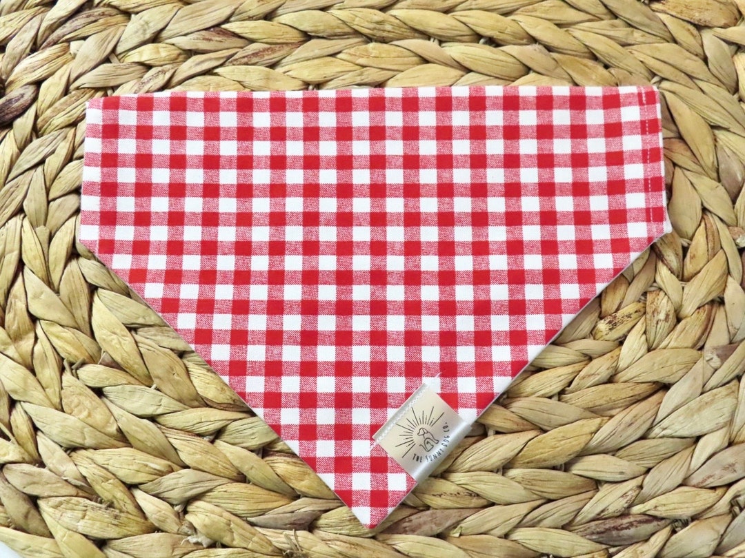 Over the Collar Dog Bandana-picnic-red Gingham-personalized Dog Bandana ...