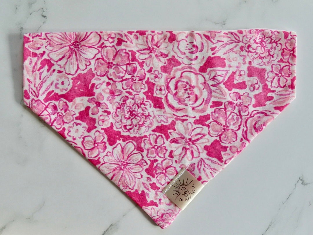 Over the Collar Dog Bandana-pink Preppy Floral-dog Mom Gift ...