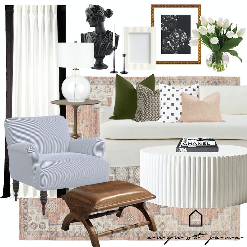 Colorful Living Room Design: Preppy & Modern - Etsy