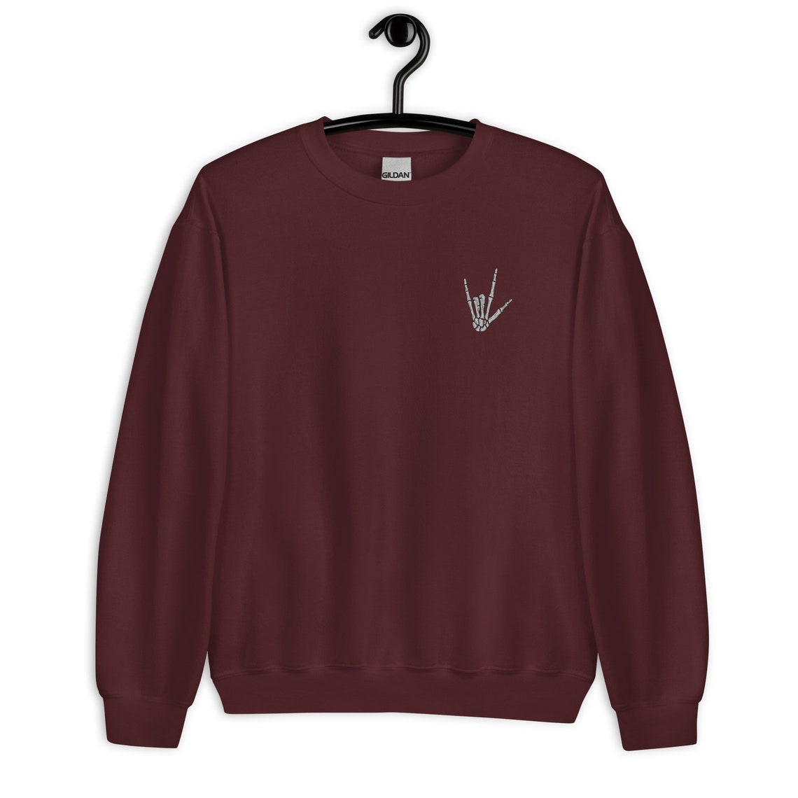 I Love You Sign Language Skeleton Hand Unisex Embroidered Sweatshirt ...