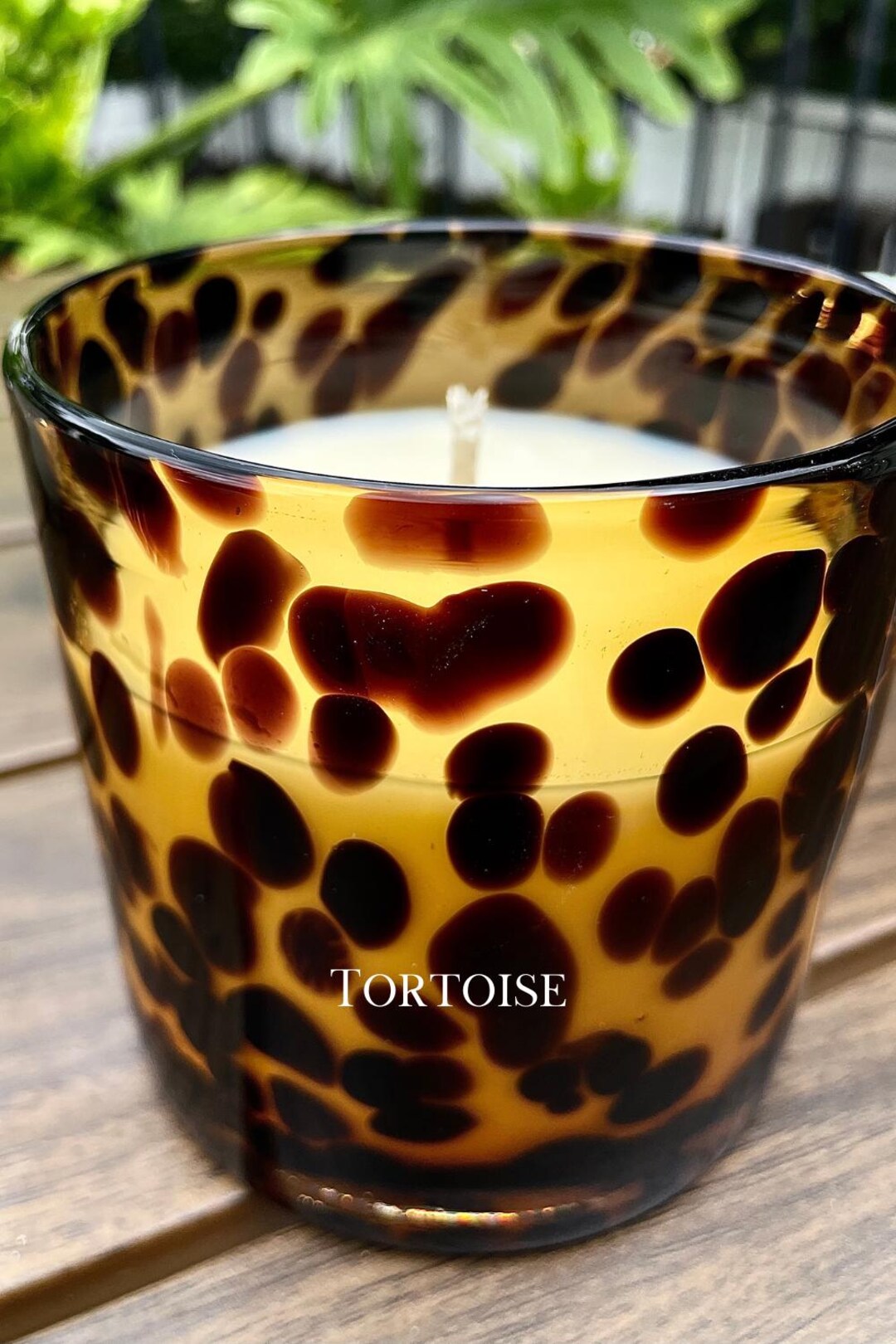 Hand-blown Glass Soy Candle: Tortoise Shell Vessel, Choose Your Scent ...