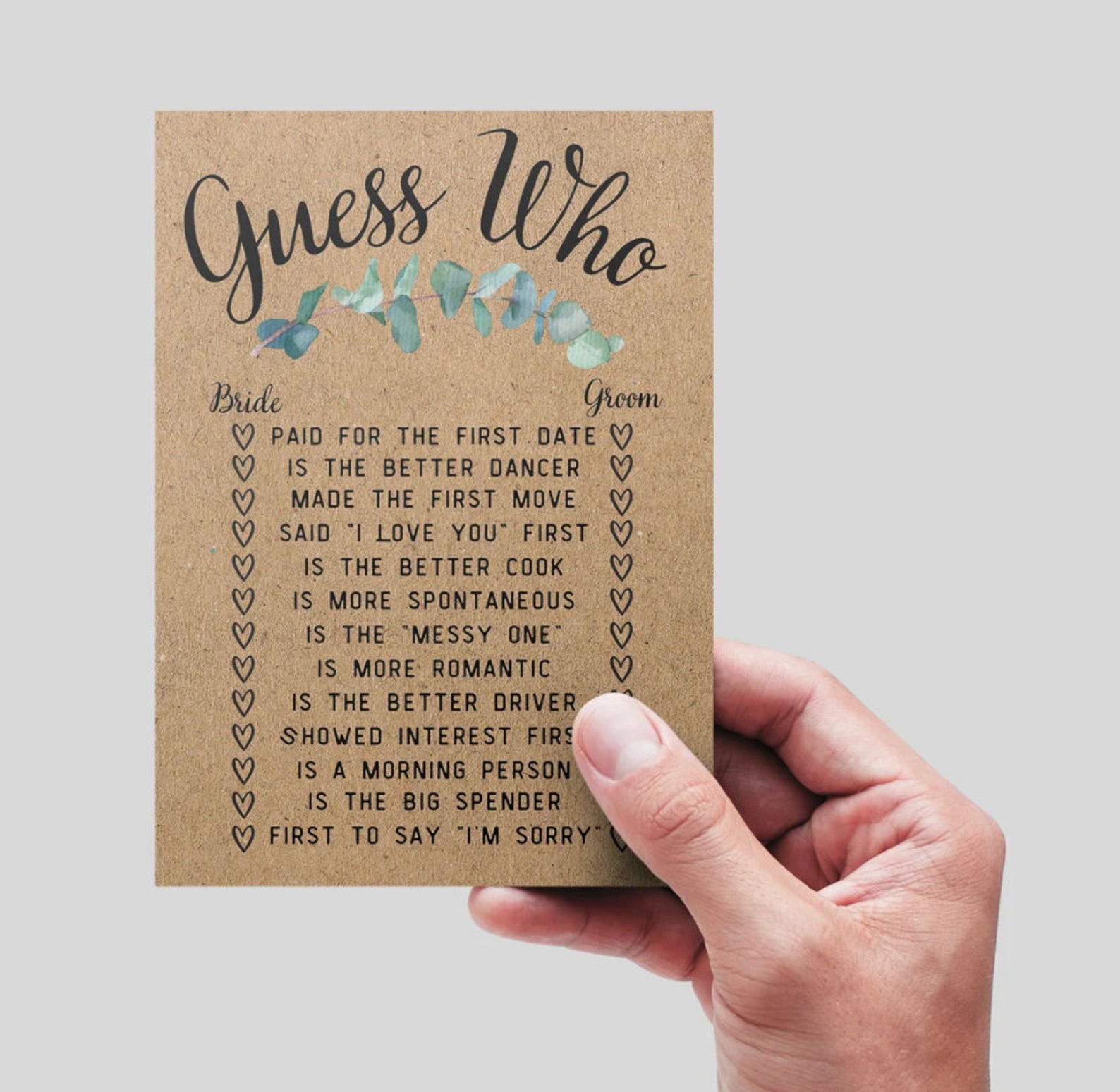 Digital Download Guess Who Bride or Groom Bridal Shower Game Fun Unique ...