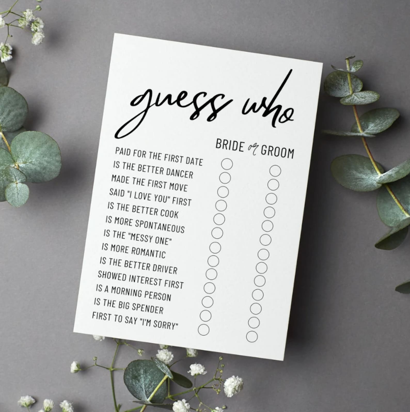 Digital Download Guess Who Bride or Groom Bridal Shower Game - Etsy