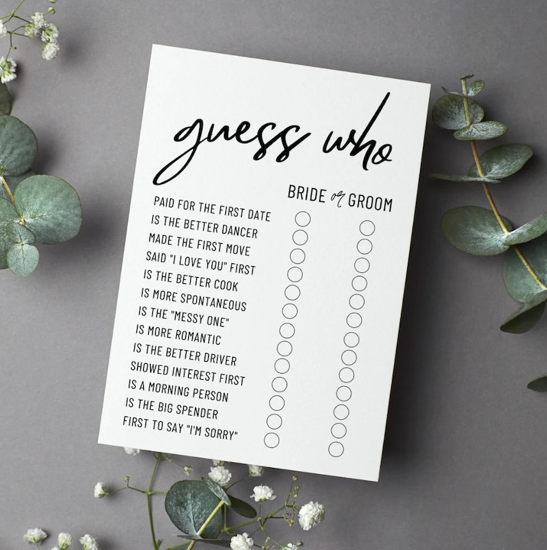Digital Download Guess Who Bride or Groom Bridal Shower Game - Etsy