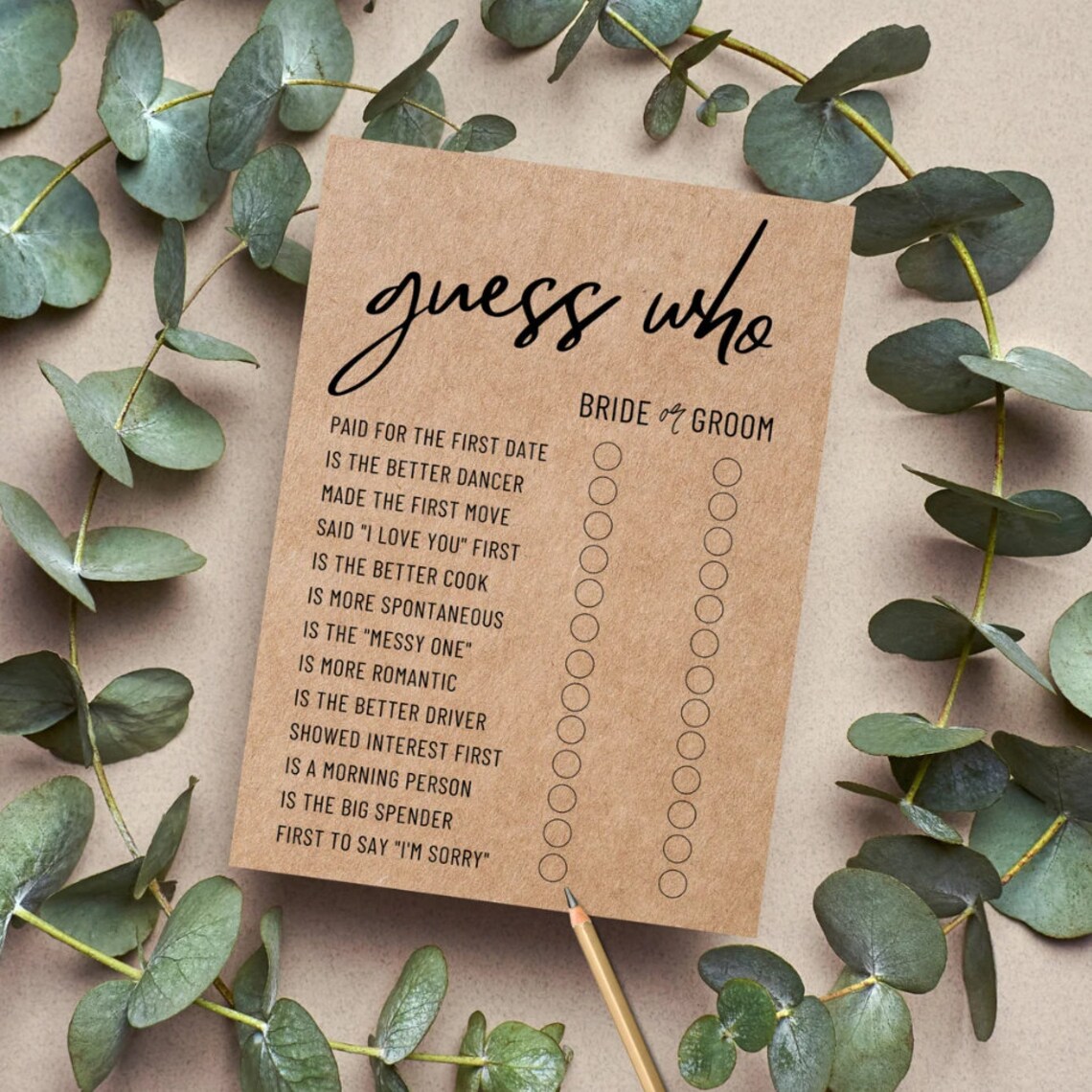 Digital Download Guess Who Bride or Groom Bridal Shower Game - Etsy