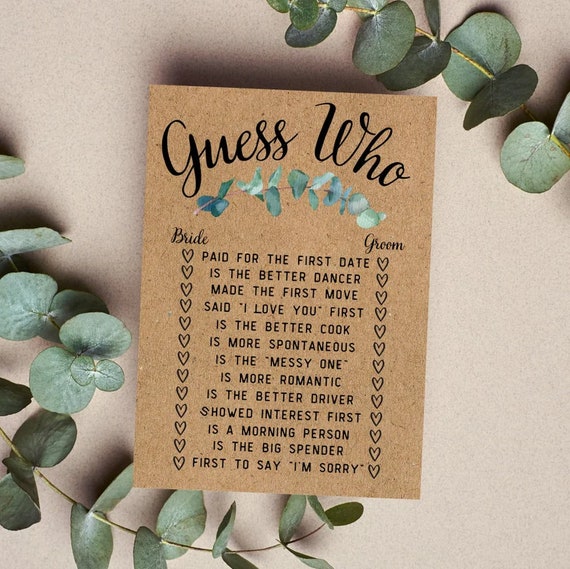 Digital Download Guess Who Bride or Groom Bridal Shower Game - Etsy