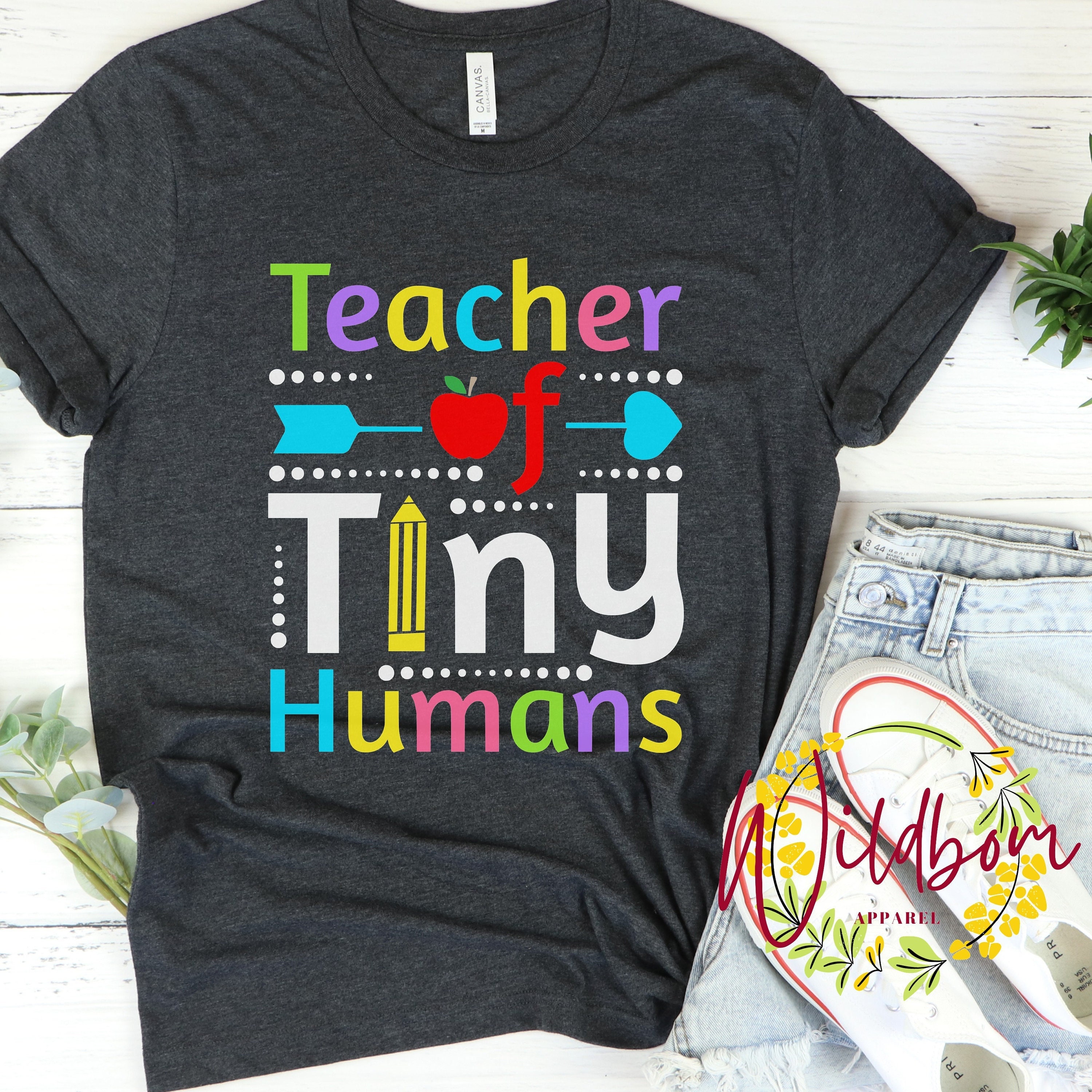 Teacher of Tiny Humans, Prek Teacher, Kindergarten Teacher Shirt, Cute ...