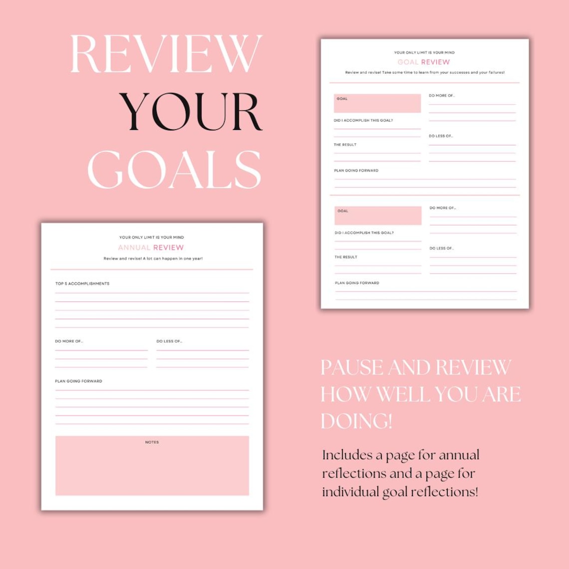 Goal Planner BUNDLE | 2025 Goals | SMART Goal Setting | New Years ...