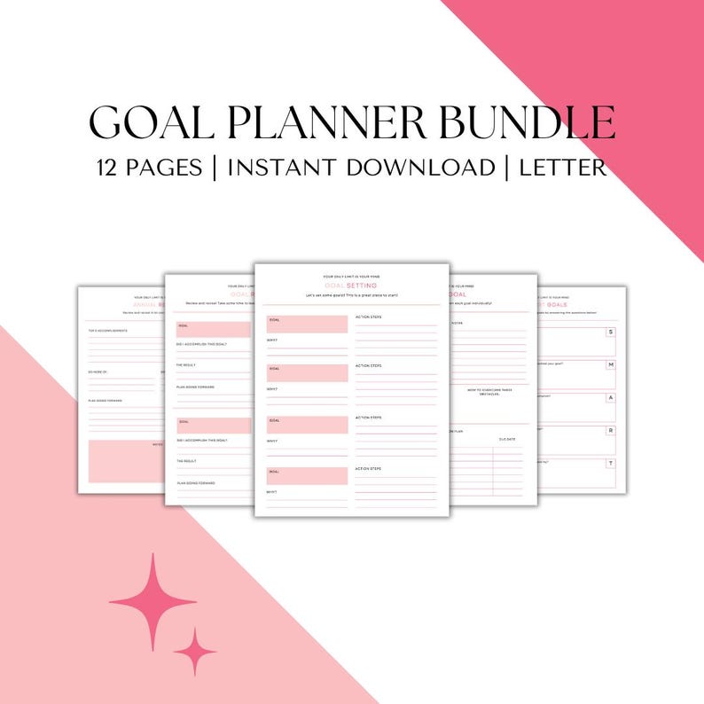 Goal Planner BUNDLE | 2025 Goals | SMART Goal Setting | New Years ...