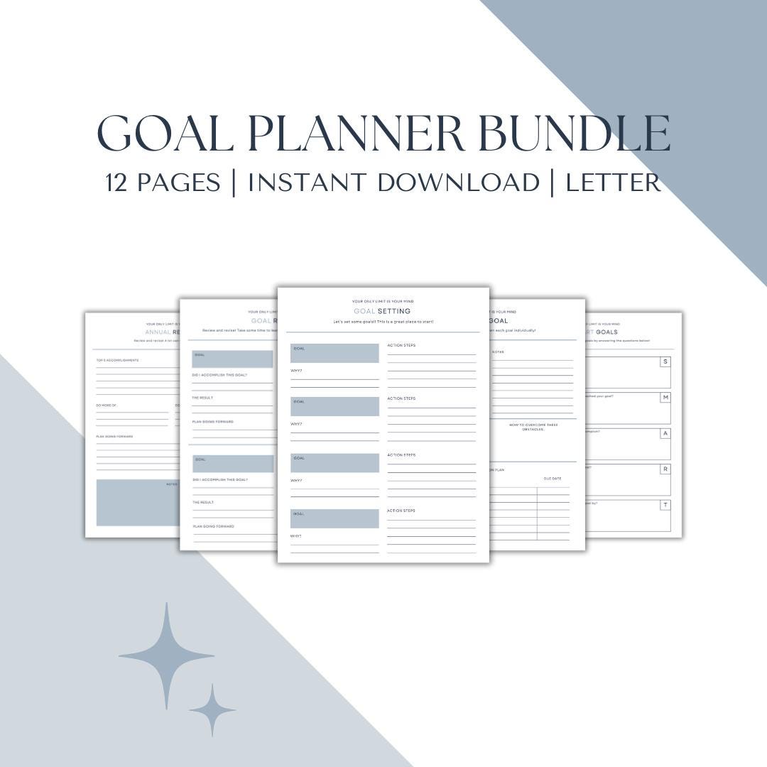 Goal Planner BUNDLE | 2025 Goals | SMART Goal Setting | New Years ...