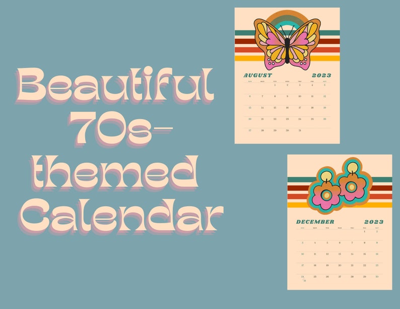 Groovy 70s Themed 2023 Calendar With Memo Section - Etsy