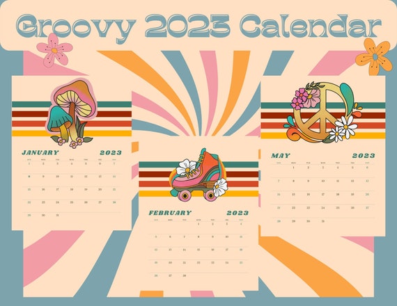 Groovy 70s Themed 2023 Calendar With Memo Section - Etsy Singapore