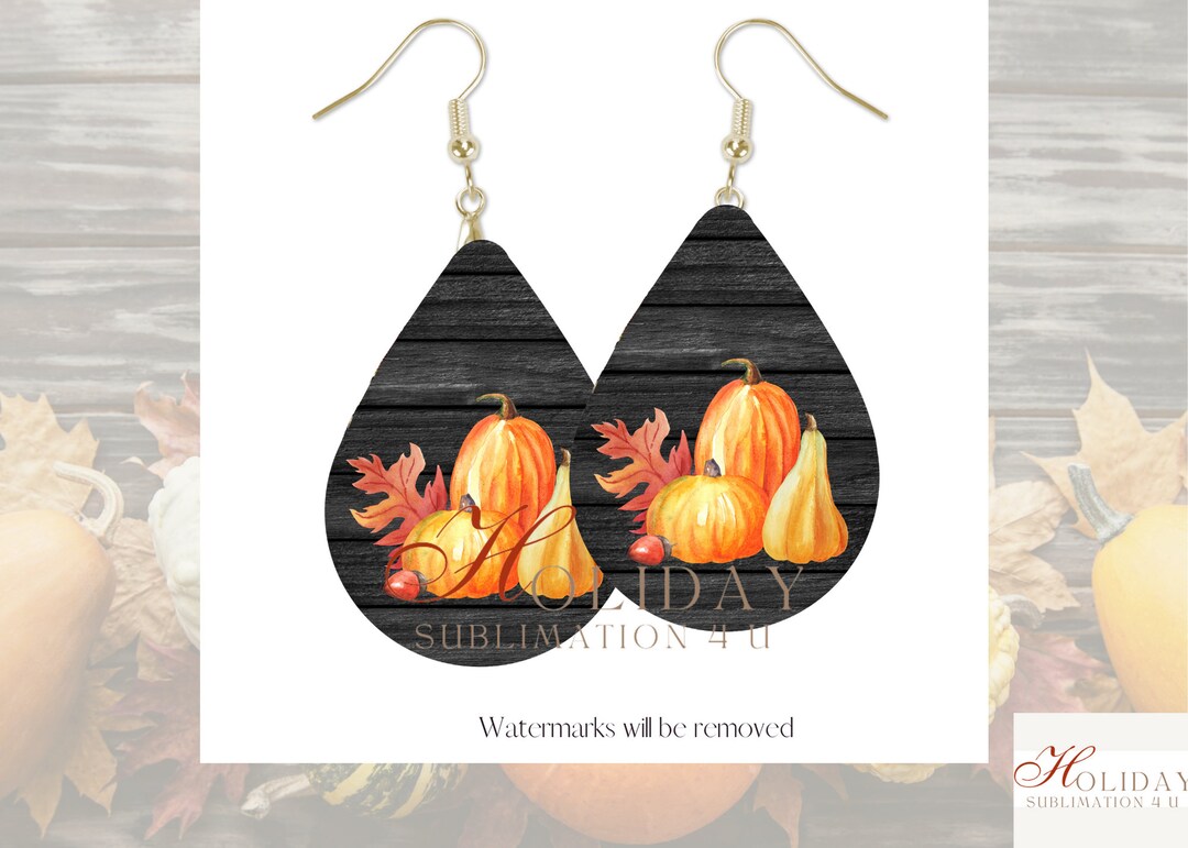 Fall Earring PNG Thanksgiving Earring Template Holiday Teardrop Earring ...