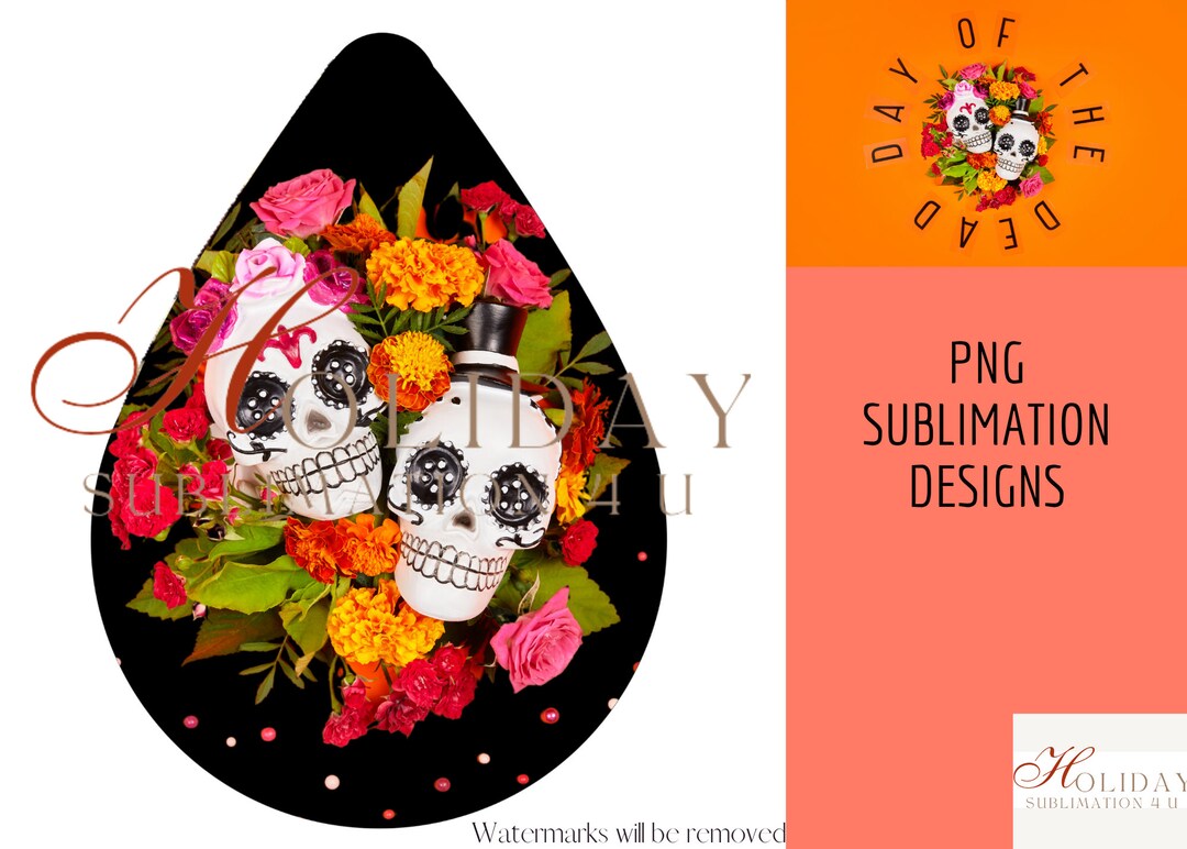 Day of the Dead Sugar Skull Earring PNG Files Skull Earring Design ...