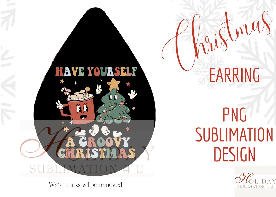 Retro Christmas Earring PNG Design | Xmas Earring Template | Holiday ...