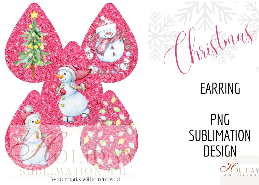 Christmas Earring PNG Sublimation Design Bundle Holiday Snowman ...