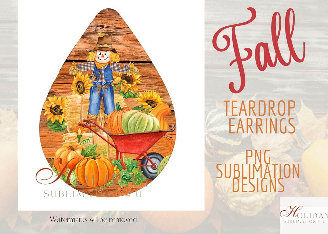 Fall Earring PNG | Thanksgiving Earring Template | Holiday Teardrop ...