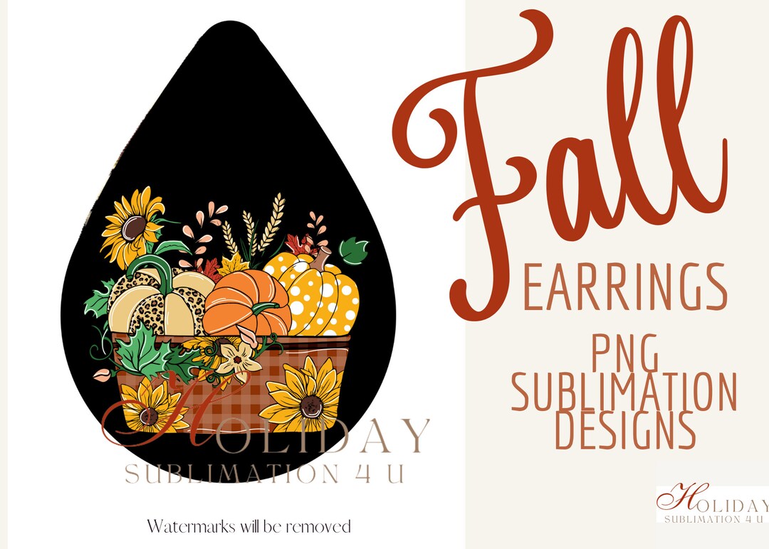 Retro Fall Earring PNG Thanksgiving Harvest Earring Template Holiday ...
