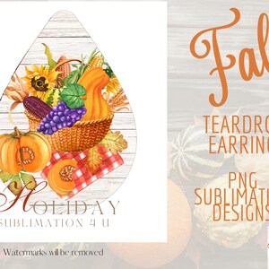 Fall Earring PNG | Thanksgiving Earring Template | Holiday Teardrop ...