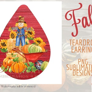 Fall Earring PNG | Thanksgiving Earring Template | Holiday Teardrop ...