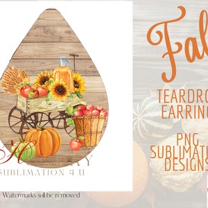 Fall Earring PNG | Thanksgiving Earring Template | Holiday Teardrop ...
