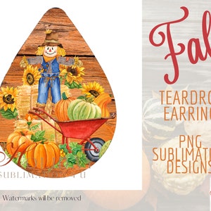 Fall Earring PNG | Thanksgiving Earring Template | Holiday Teardrop ...