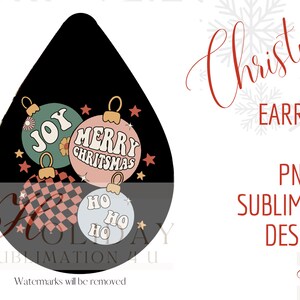 Retro Christmas Earring PNG Design | Xmas Earring Template | Holiday ...