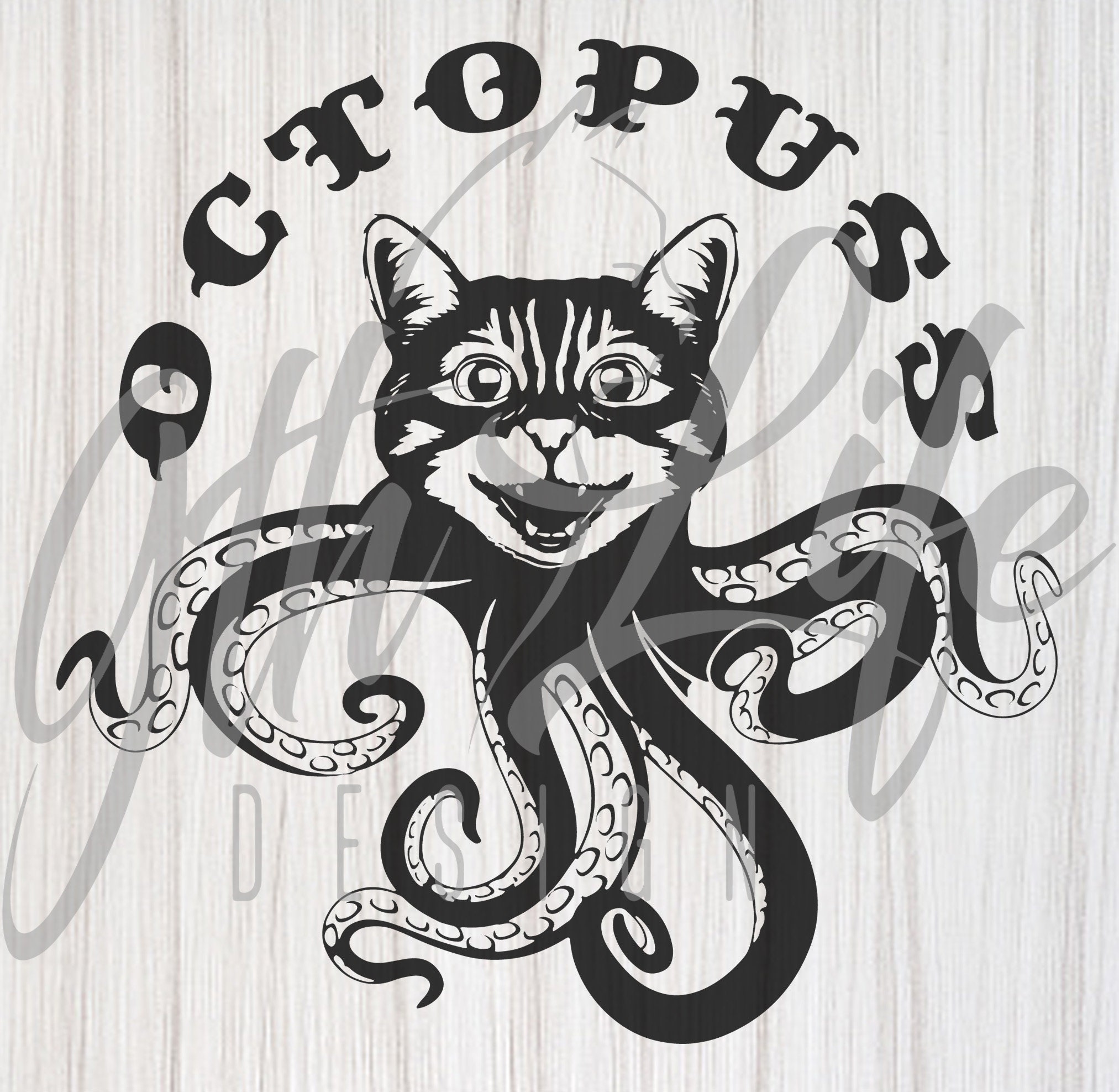 OCTOPUSS Digital Design Funny Unique Octopus Cat Png Svg Jpg Decals ...