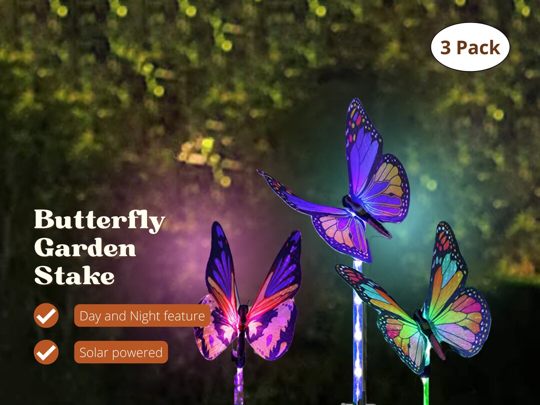 3 PCK Glowing Plant Solar Garden Stake Lights for Pathway - Etsy