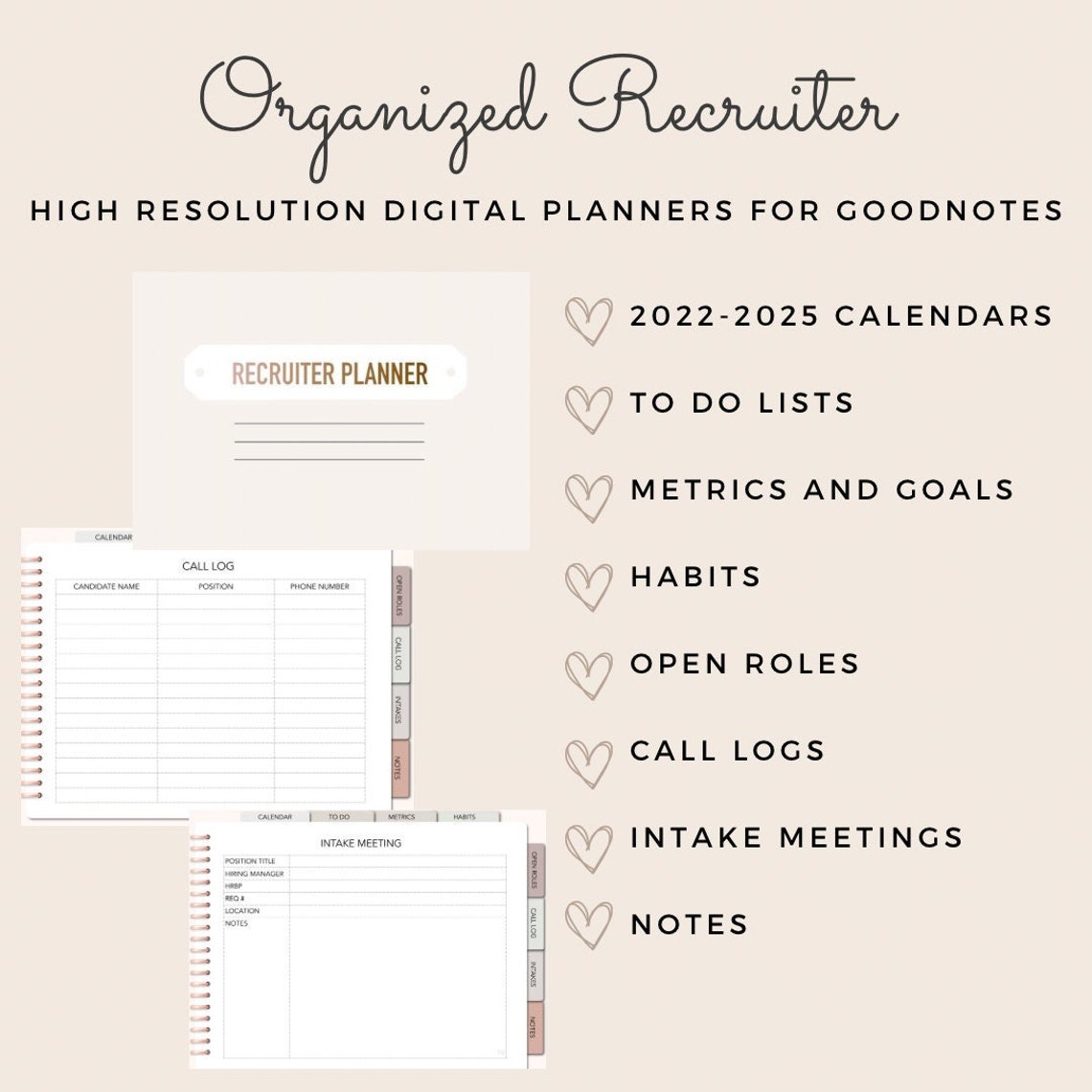 DIGITAL Recruiter Planner for GOODNOTES Ipad MINIMALIST - Etsy