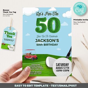 50th Birthday Golf Invitation Template Printable Invite | Printable 5x7 ...