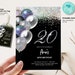 Editable 20th Birthday Invitation Template, Bling Invitation, Blue ...
