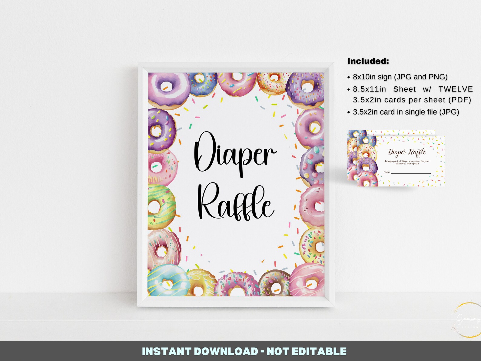 Donut Shower Diaper Raffle Sign - Donuts and Diapers Raffle Baby Shower ...