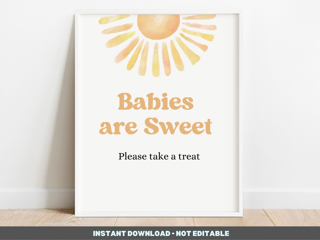 Retro Sun Babies Are Sweet Sign - Here Comes the Son Baby Shower Favors ...